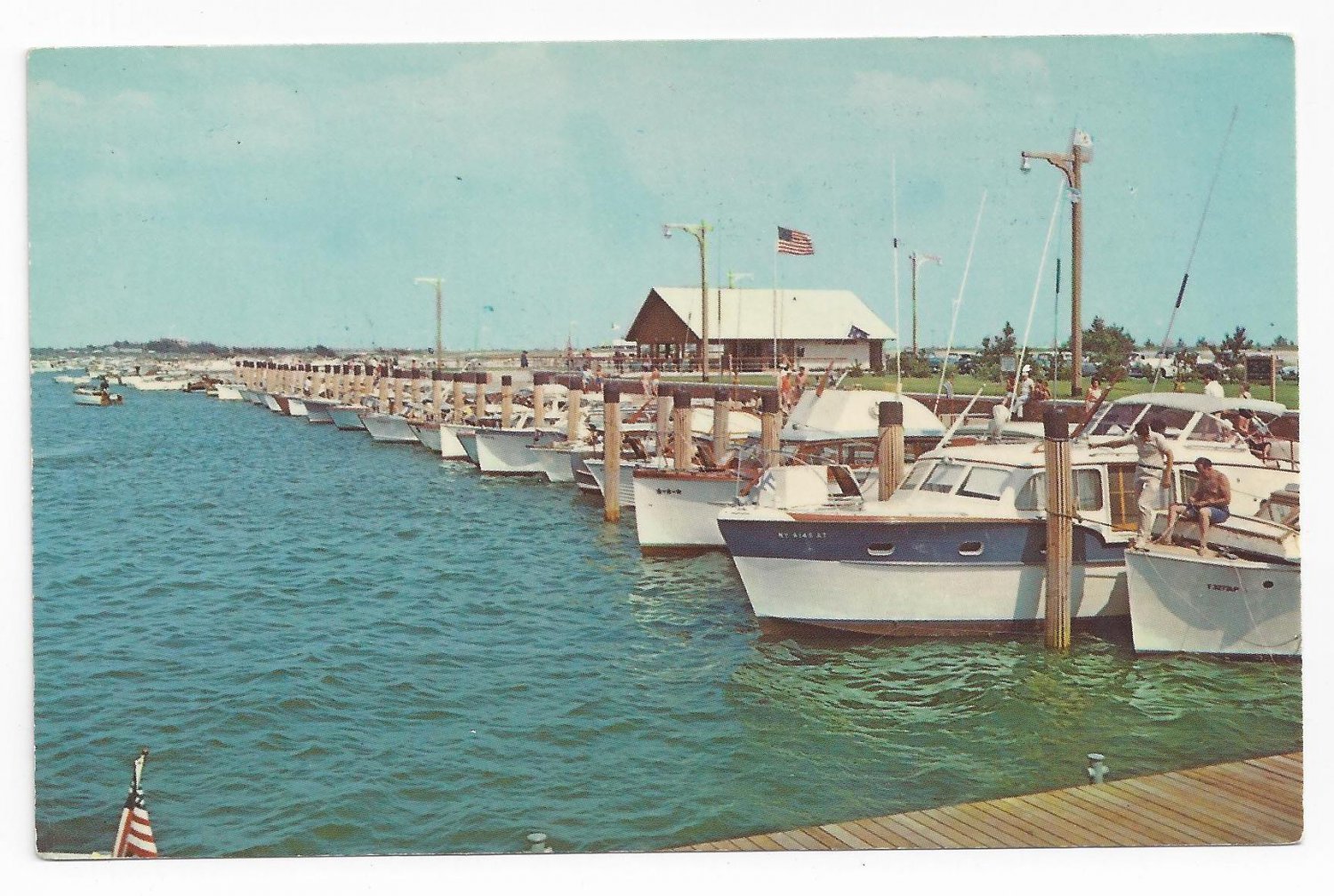Jones Beach West End Boat Basin Long Island NY State Park Vintage Postcard
