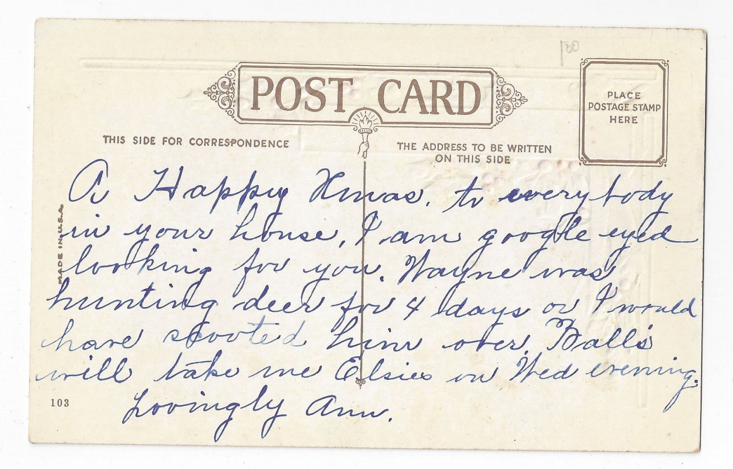 Christmas Poem Postcard Embossed Holly Vintage ca 1913