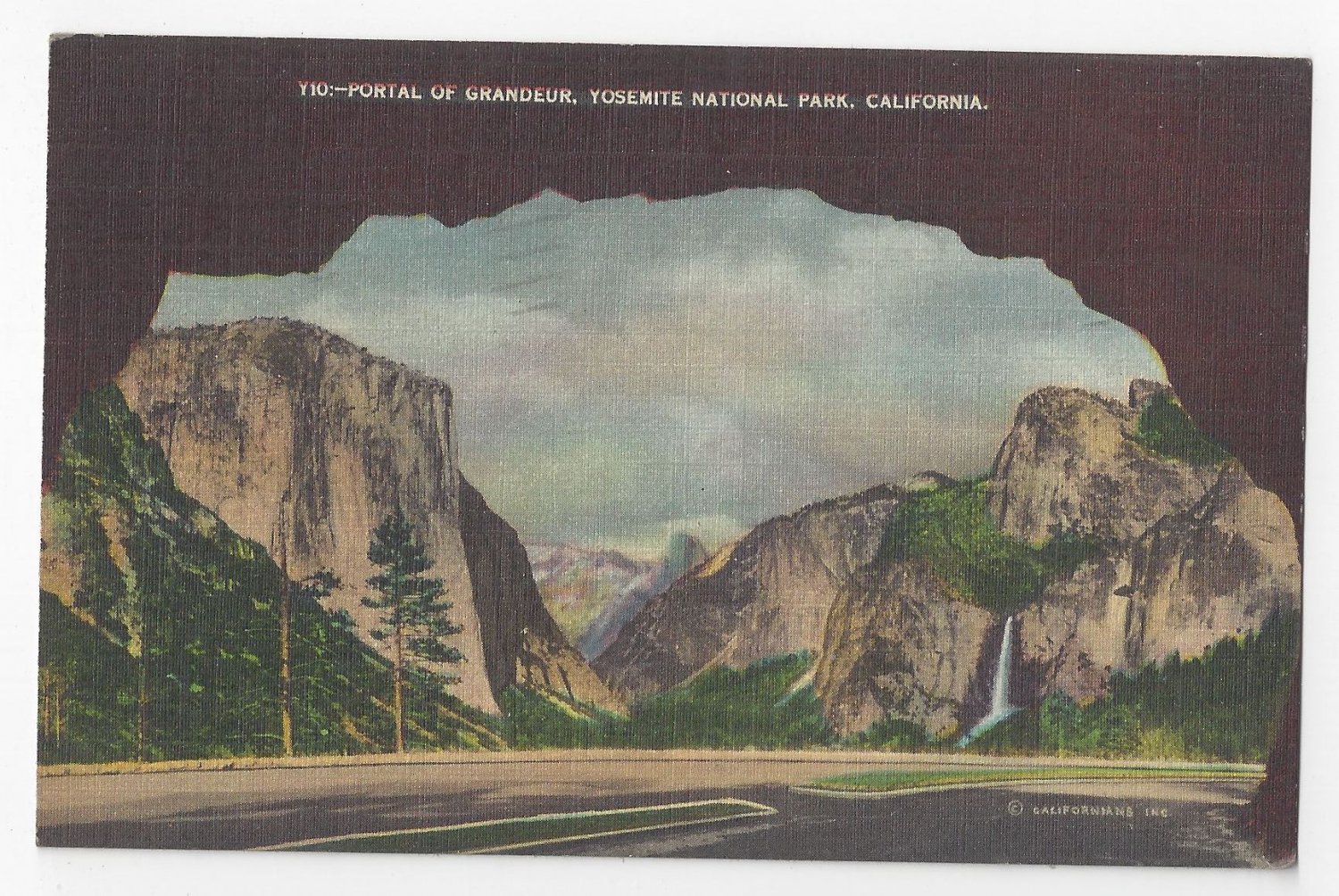 CA Yosemite National Park Portal of Grandeur Vintage Linen Postcard