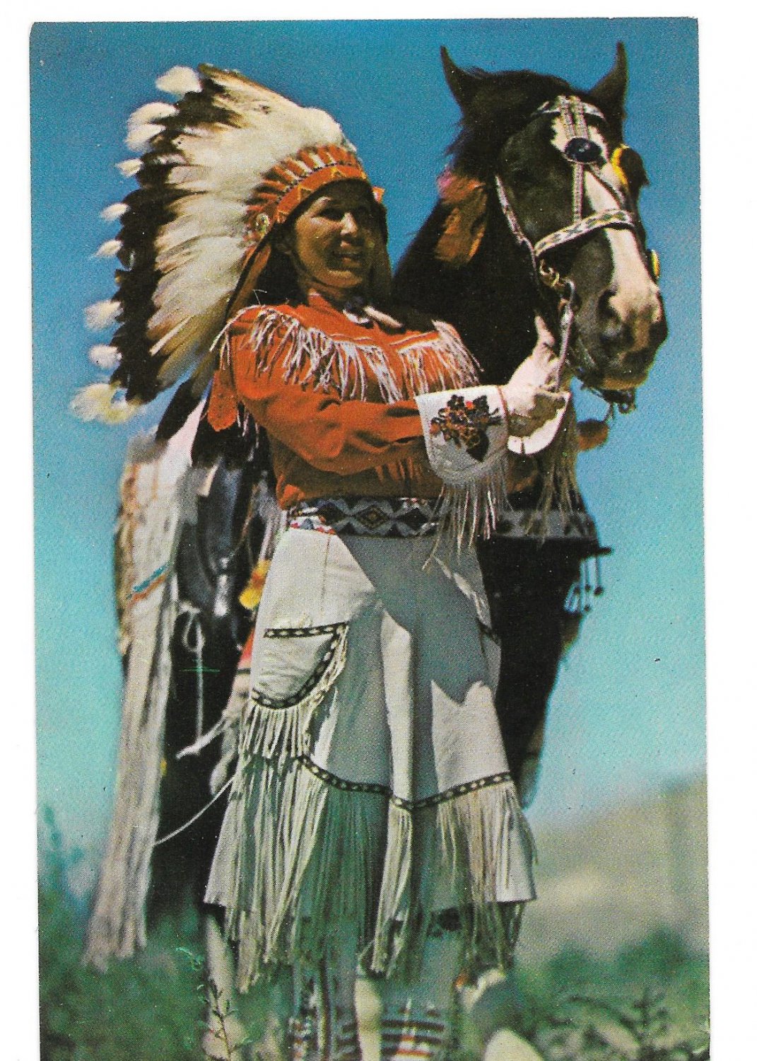 MN Stanchfield Western Indian Maiden Native American Woman w Horse Vtg ...
