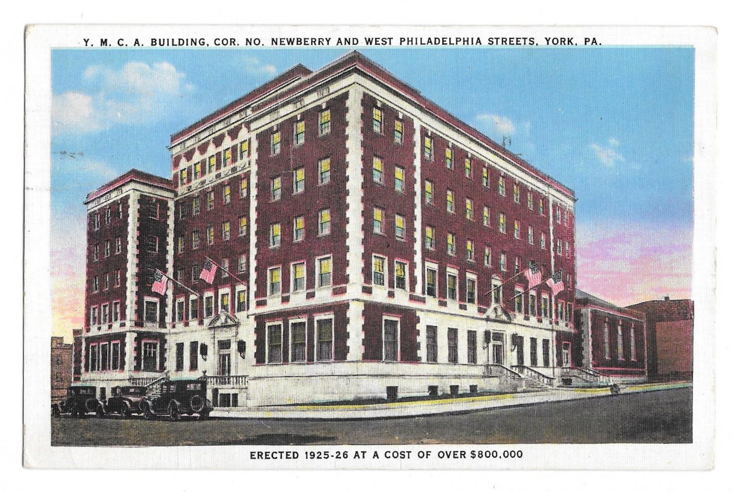 York PA YMCA Building Vintage 1937 Postcard Tichnor