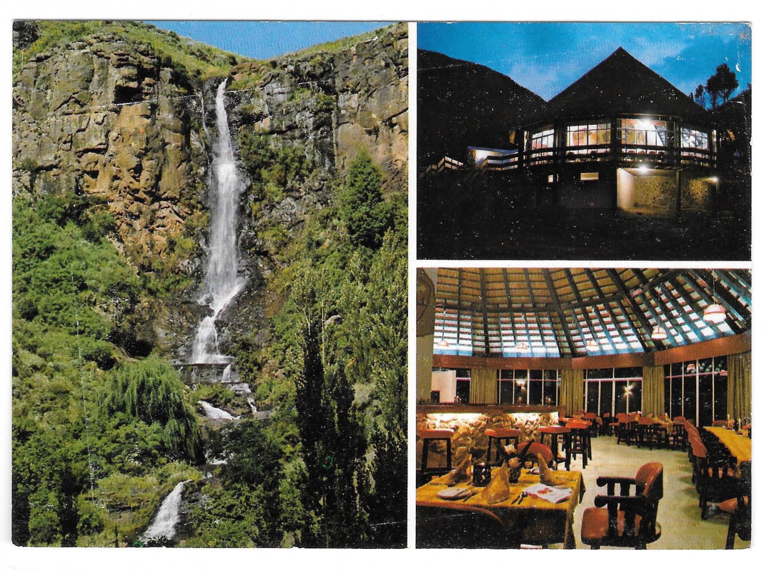Africa Lesotho Hotel Multiview Molimo-Nthuse Lodge Waterfall Vintage ...
