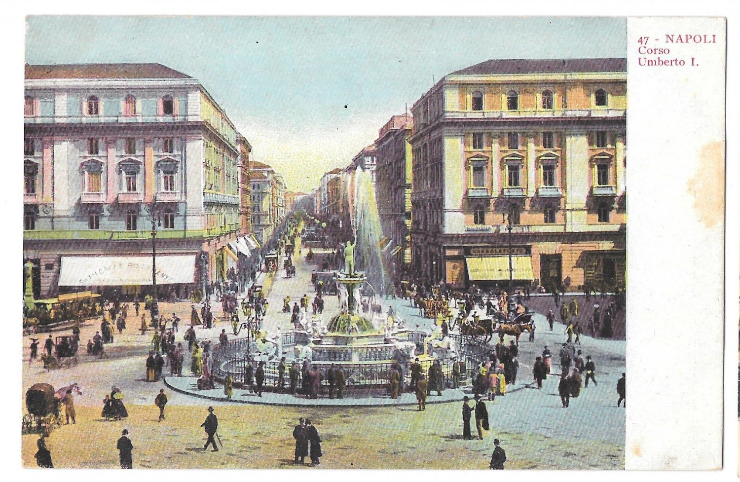 Italy Napoli Corso Umberto I Fountain Campania Vintage Postcard Naples ...