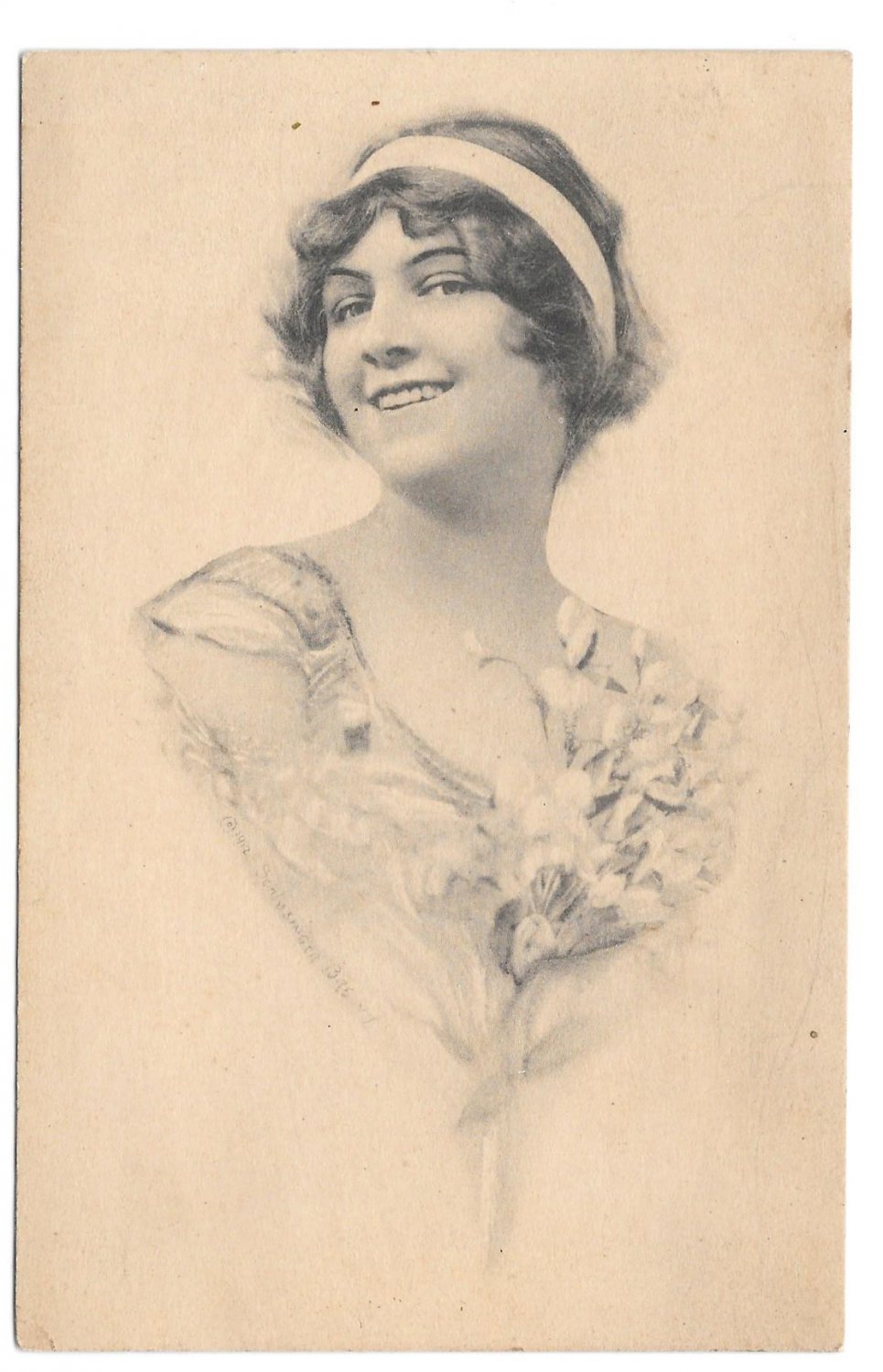 Beautiful Woman Smiling Vintage 1912 Schlesinger Glamour Lithograph ...