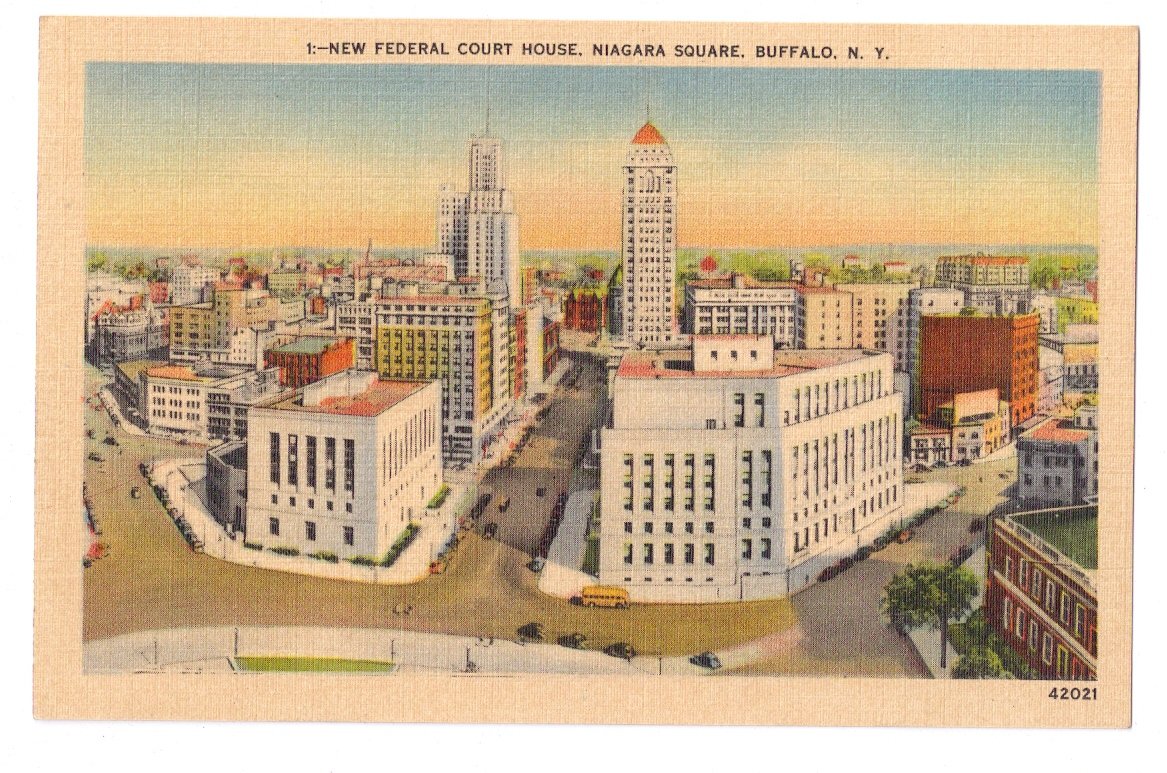 Buffalo NY Federal Court House Niagara Square Metrocraft Linen Postcard