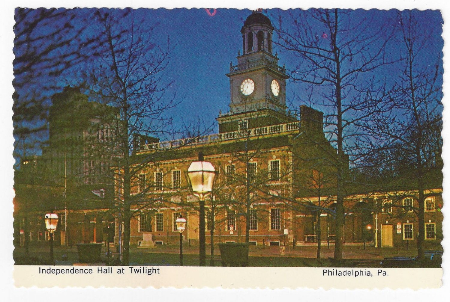 Philadelphia PA Independence Hall at Twilight Vintage 4X6 Postcard 1970's Philadelphia PA Independence Hall at Twilight Vintage 4X6 Postcard 1970's