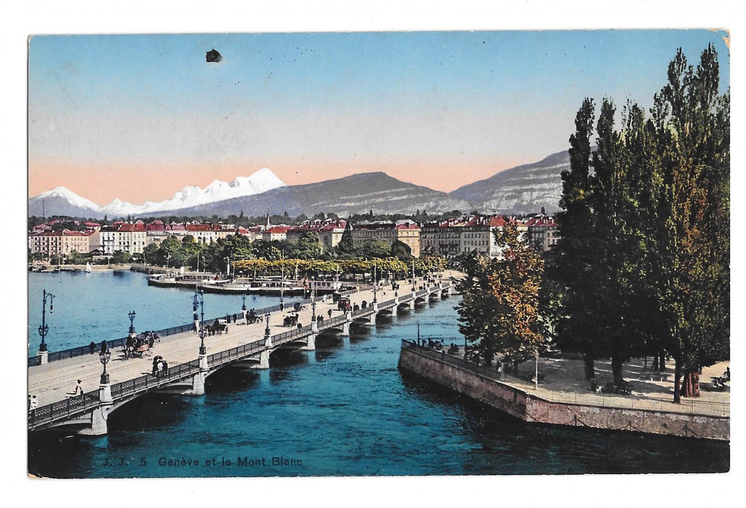 Switzerland Geneva Geneve Pont du Mont Blanc Julien Freres Vintage Postcard