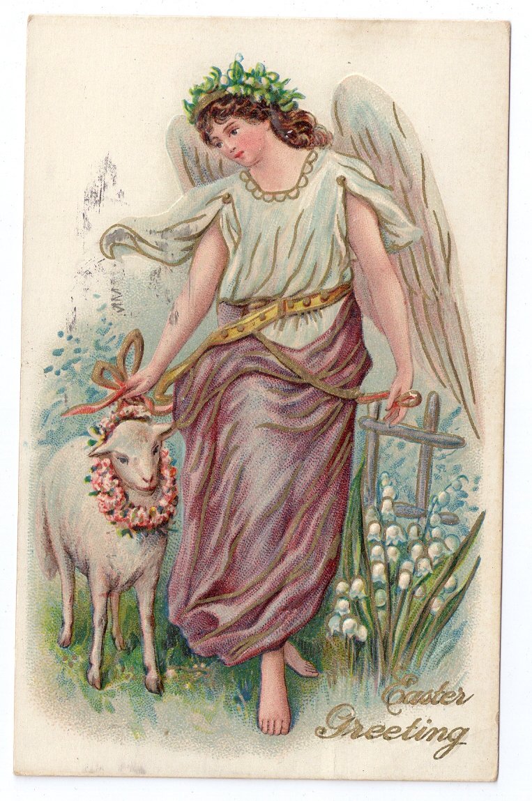 Easter Angel Lamb Lily of Valley 1911 Embossed Postcard Philadelphia ...