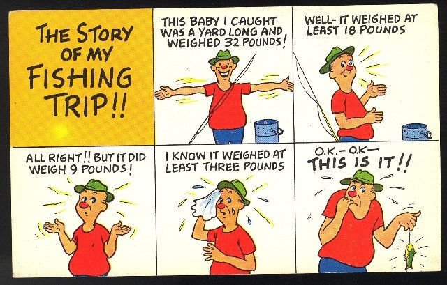 Comic The Story of my Fishing Trip Humor Postcard