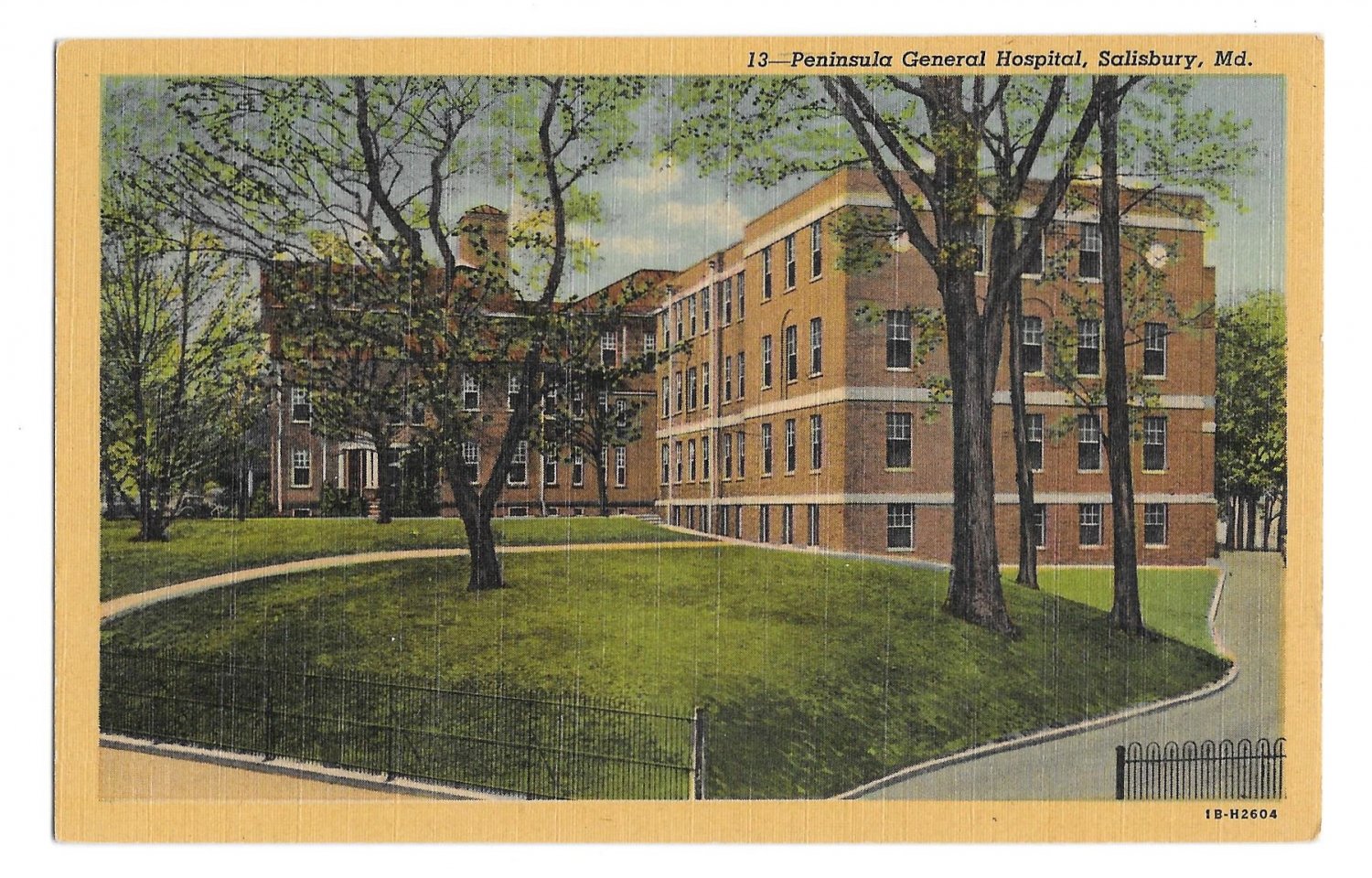 Peninsula General Hospital Salisbury MD Vintage Curteich Linen Postcard