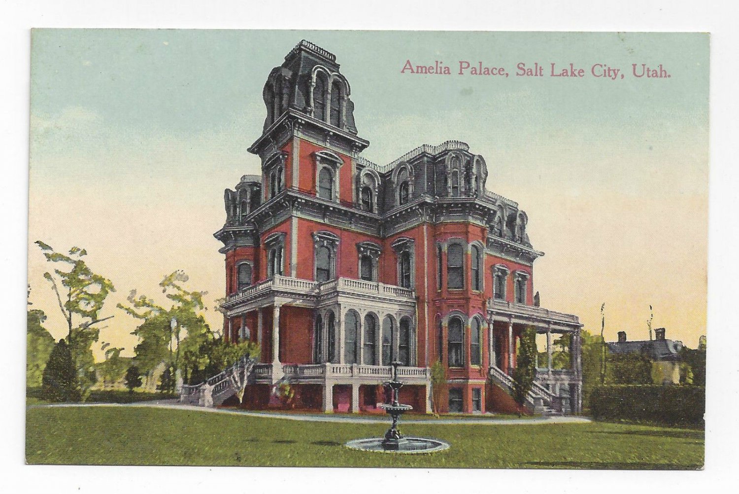 Salt Lake City Utah Amelia Palace Gardo House Vtg ca 1915 Postcard ...