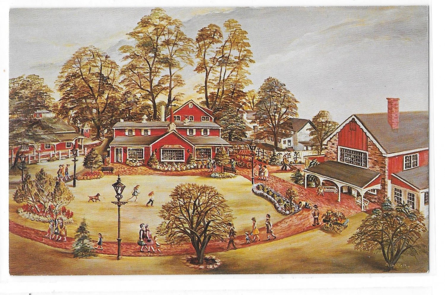 Lahaska PA Painting Peddlers Village Green Map Cock n Bull Restaurant 2 ...