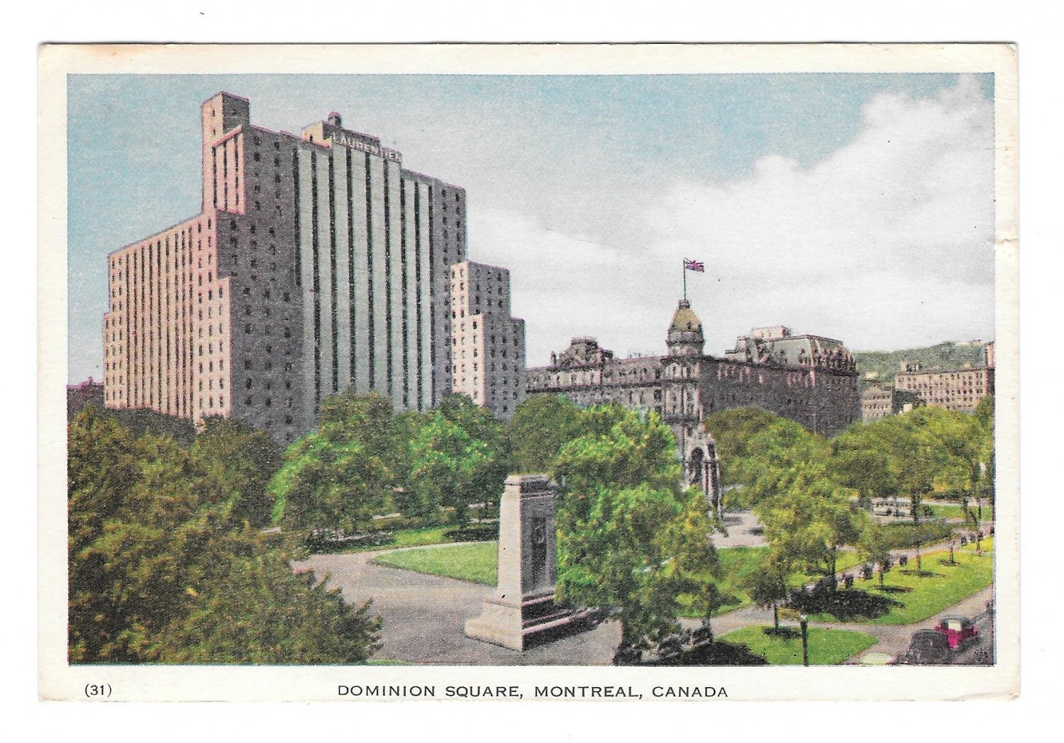 Quebec Canada Dominion Square Montreal Vntage 1950s Postcard