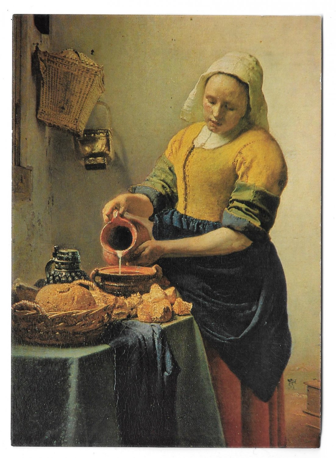 Johannes Vermeer Dutch Artist The Kitchen Maid Painting Large Postcard 7X5