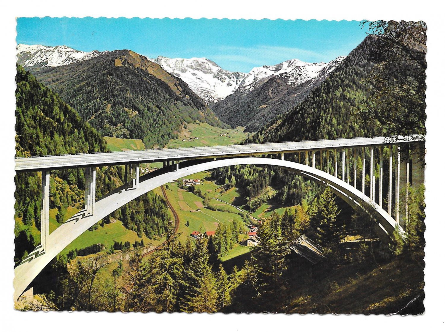 Austria Italy Brenner Autobahn Arch Bridge Highway Alps Tyrol 4X6 Postcard