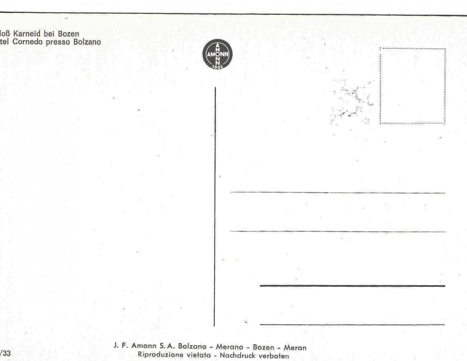 Italy Karneid Castle Cornedo Bolzano Tyrol Mountain Road J F Amonn 4X6 ...