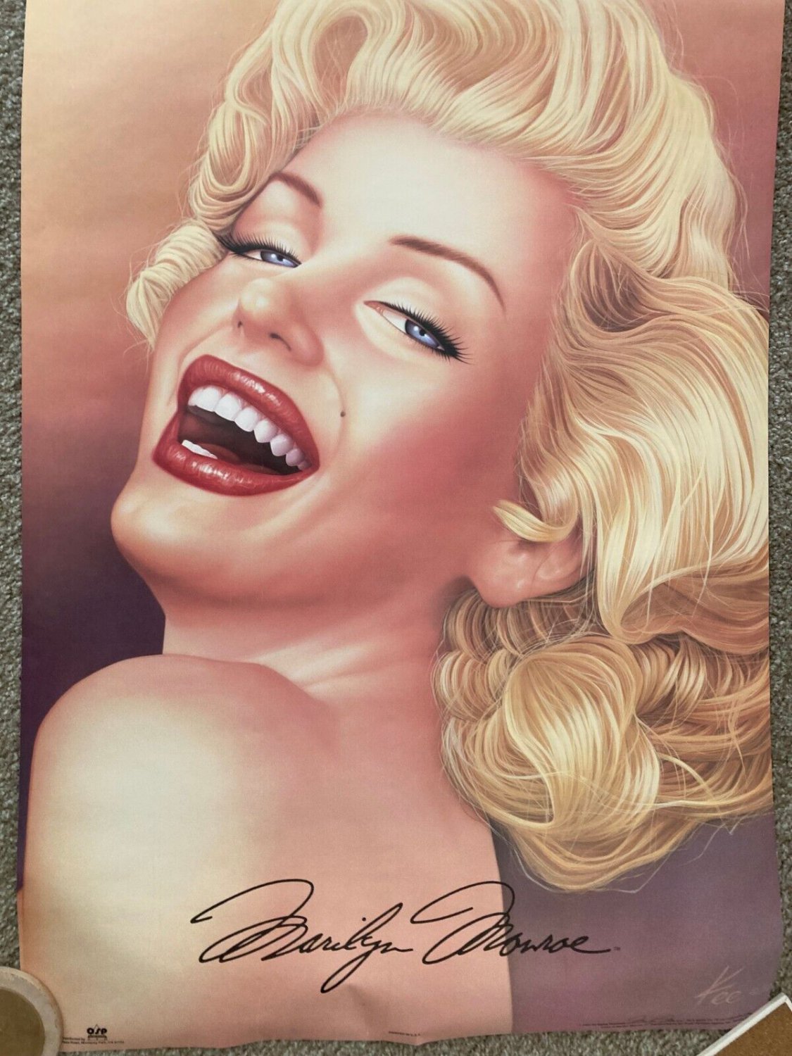 Vintage Marilyn Monroe Color Portrait Drawing Poster Vintage Marilyn Monroe Color Portrait Drawing Poster