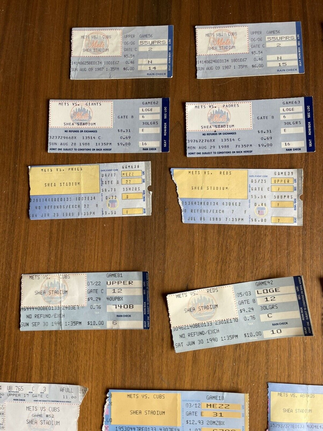 Late 80's Early 90s New York Mets Ticket Stub Lot Of 27 From 1987-1993