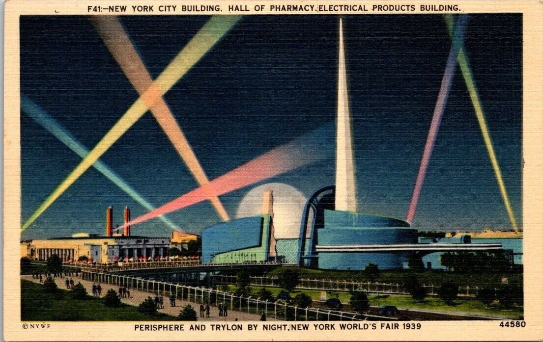 Perisphere And Trylon By Night New York World's Fair 1939 Postcard