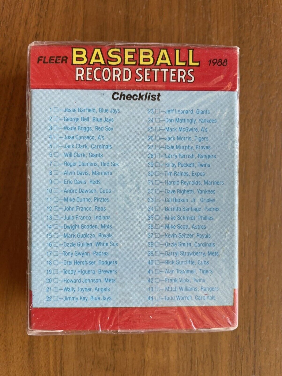 1988 Fleer Baseball Record Setters Logo Stickers & Trading Cards Set ...