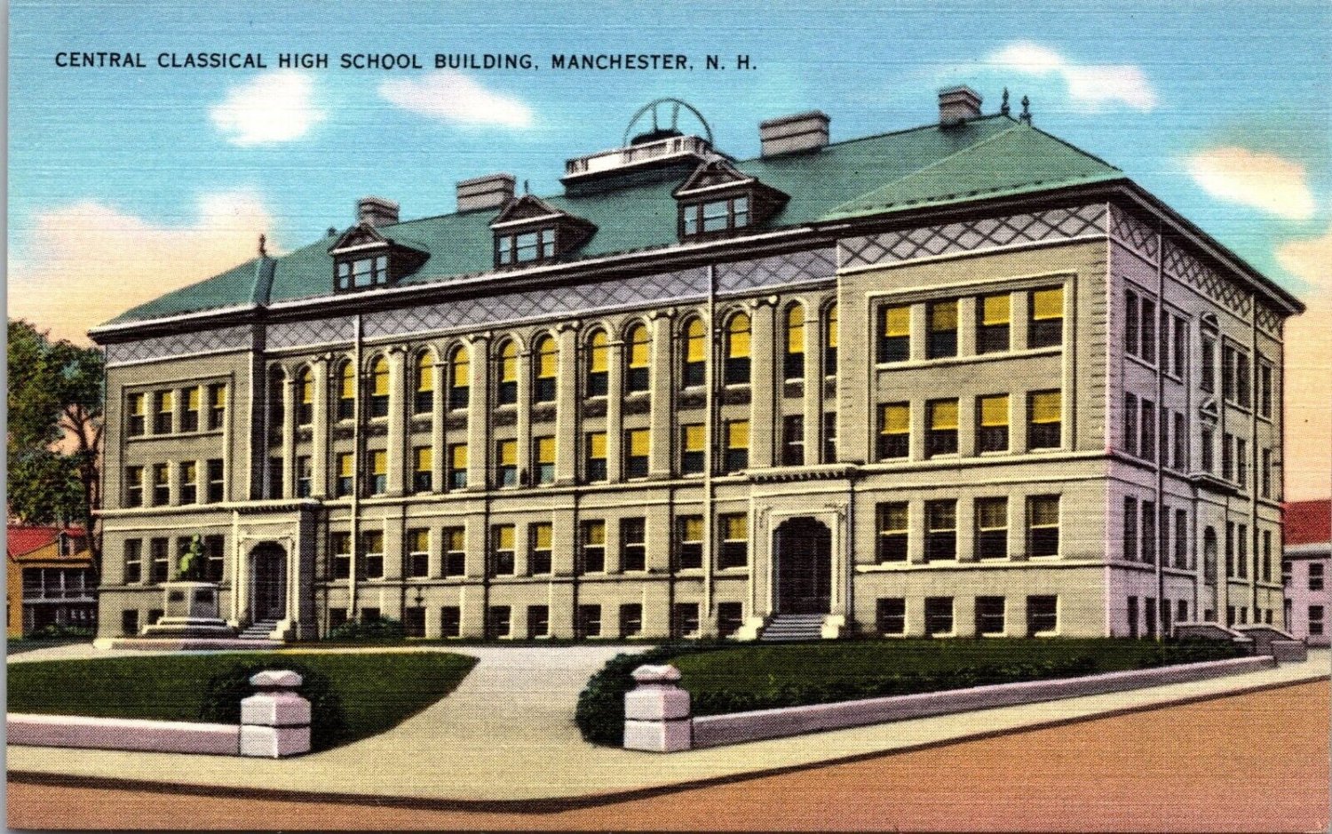 Central Classical High School Building Manchester New Hampshire Postcard