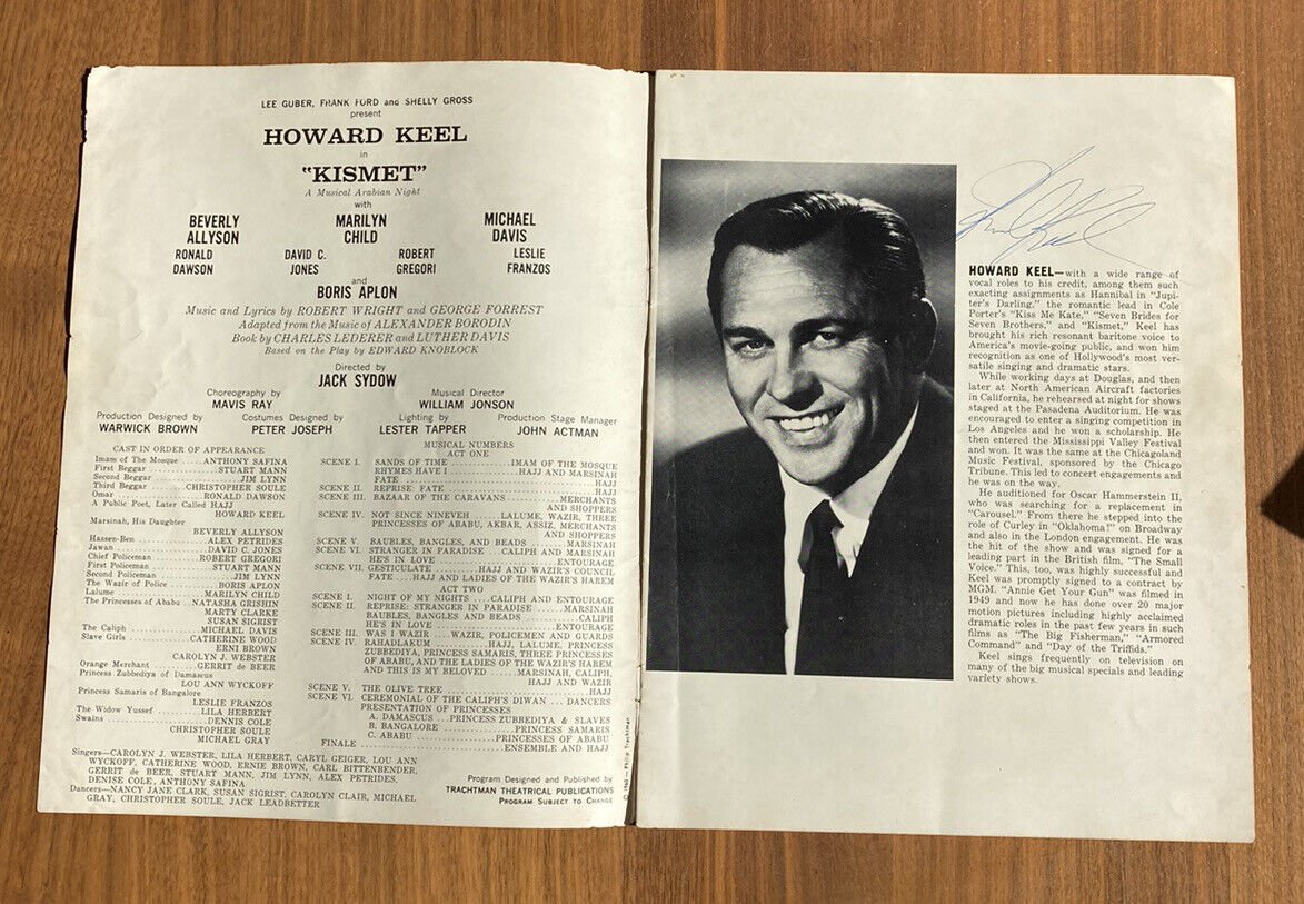 Howard Keel & Boris Aplon Signed Autographed Kismet Souvenir Program