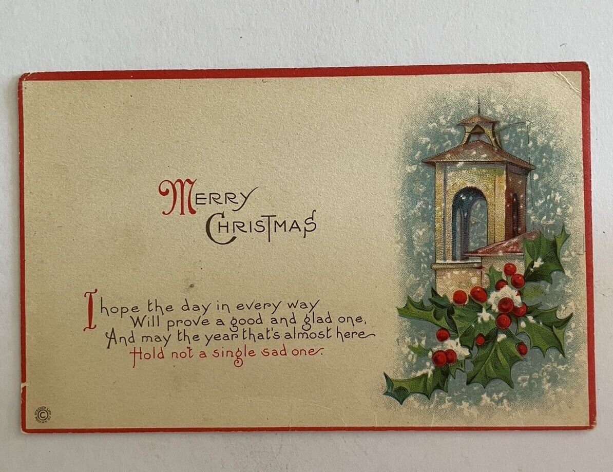 Merry Christmas Poinsettia Postcard