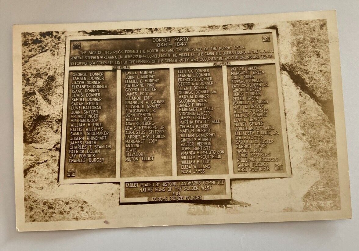Donner Party Tablet Historic Landmark Commitee RPPC Postcard