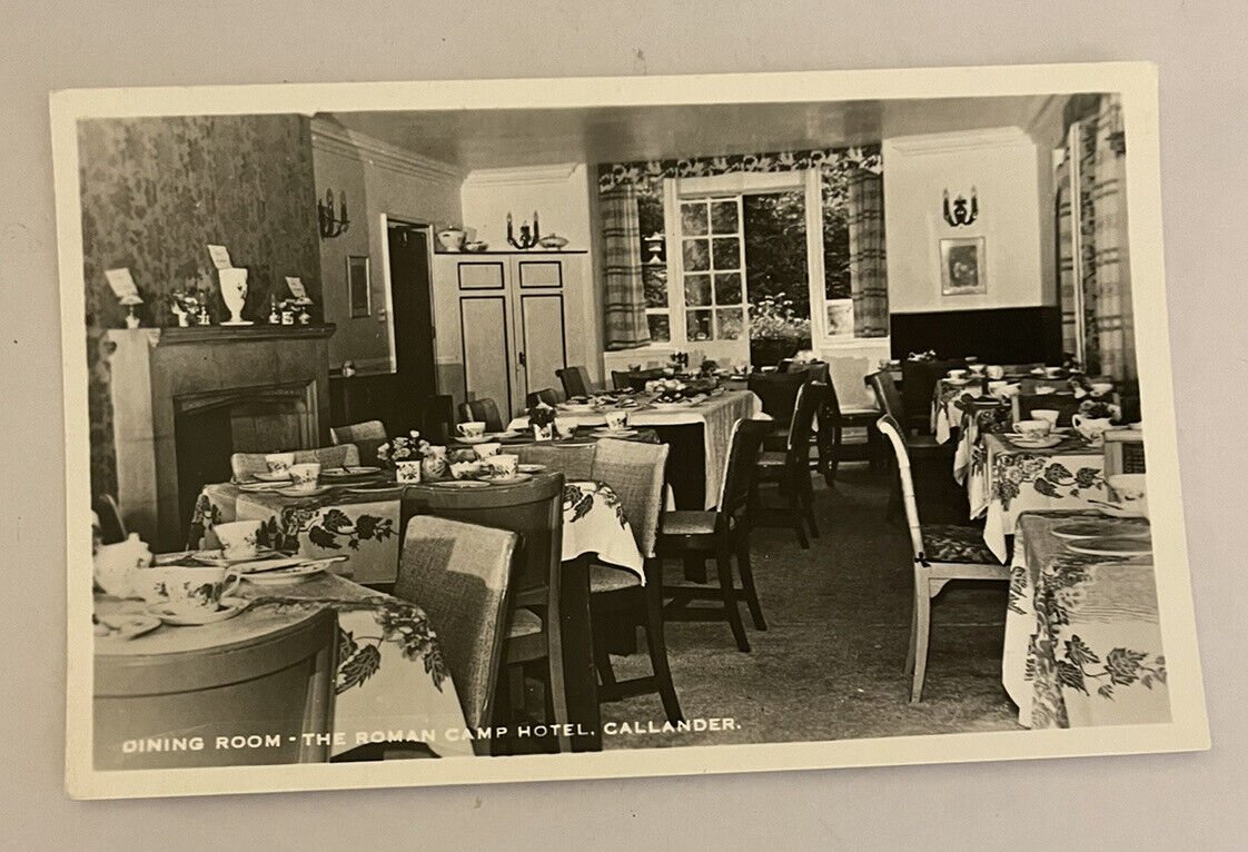 Dining Room The Roman Camp Hotel Callander Postcard RPPC