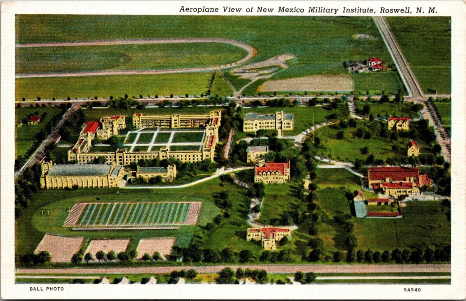 Aerial View Of New Mexico Military Institute Roswell New Mexico Postcard