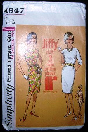 Vintage 1960's Simplicity Jiffy Sewing Pattern 4947 Long or Short ...