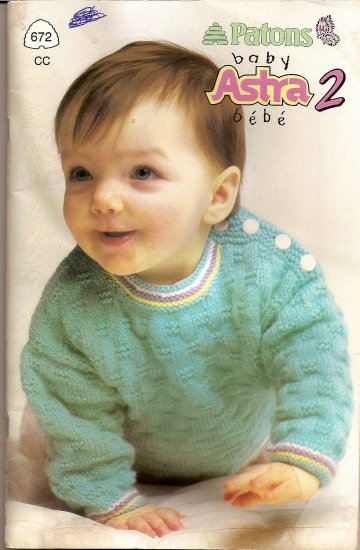 Patons Knitting Pattern Booklet 672 Baby Astra 2 Sweater Booties ...
