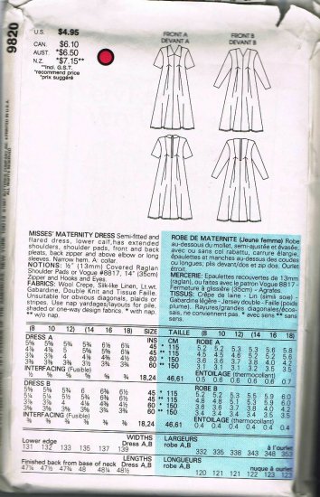 80's Very Easy Vogue Sewing Pattern 9820 Loose Flowing Maternity Dress ...