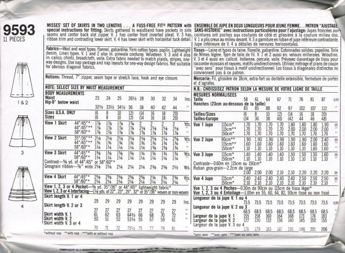 80's Vintage Simplicity Sewing Pattern 9593 Gathered Full Skirt Plus ...