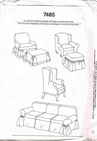 Simplicity House Sewing Pattern 7485 Slipcovers Slipcover Chair Ottoman ...