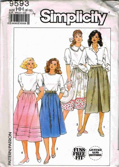 80's Vintage Simplicity Sewing Pattern 9593 Gathered Full Skirt Size 6 ...
