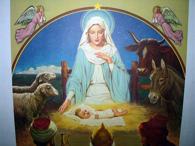 THE NATIVITY-Lovely Religious Lithograph Print,Baby Jesus