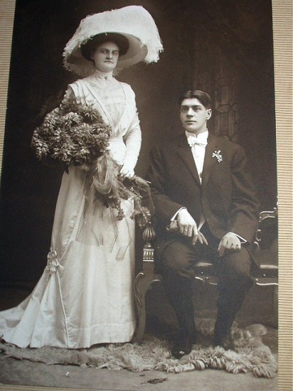Early1900s Photograph Studio Picture-Victorian Bride and Groom