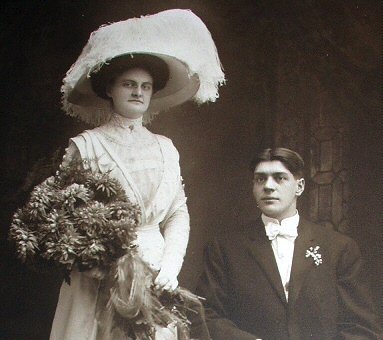 Early1900s Photograph Studio Picture-Victorian Bride and Groom