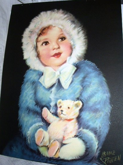 PRECIOUS *BUNNY* IRENE PATTEN Vintage Lithograph Print -Girl with Teddy ...