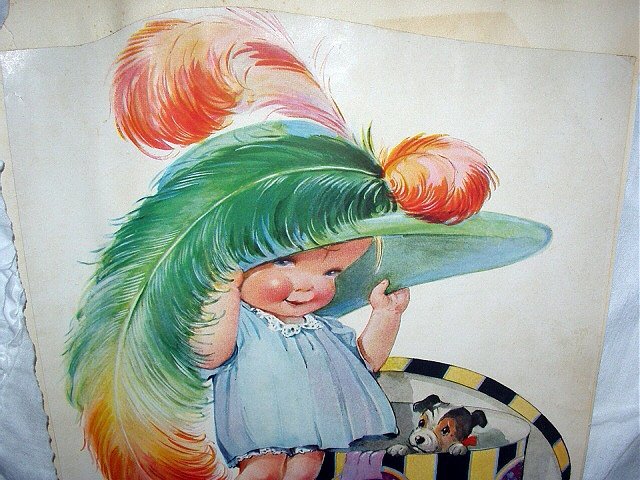 Large C.TWELVETREES Magazine Cover Art Print-Girl Trying on Hat with ...