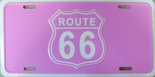 LP-025 Route 66 PINK License Plate