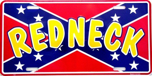 LP-051 Redneck on Confederate Flag License Plate