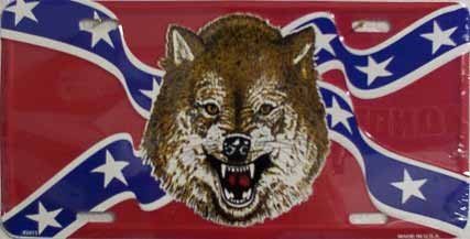 LP-156 Confederate Flag Wolf License Plate