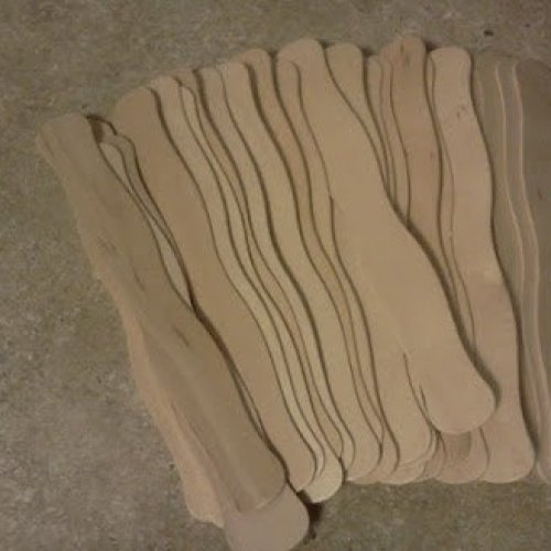 8" Unfinished Wood Wavy Paddle Fan Sticks (Case of 50)
