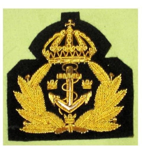 SWEDEN NAVY OFFICER HAT CAP BADGE NEW HAND EMBROIDERED FREE SHIP IN USA ...