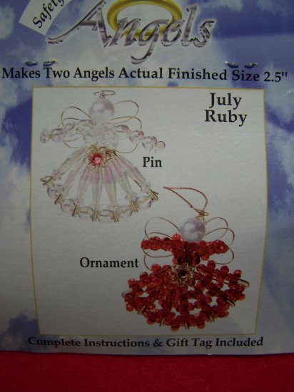 Darice Safety Pin Birthstone Beaded Angel Craft Kit July Ruby Birthday ...