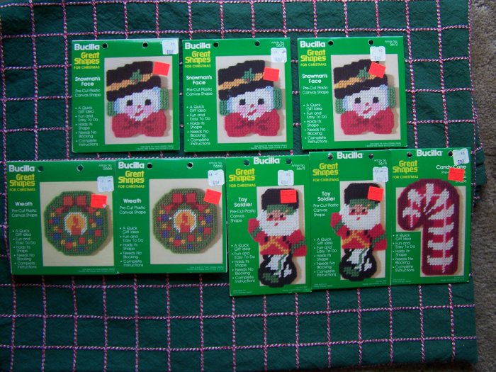 Vintage 80's Lot of 8 Bucilla Christmas Great Shapes Plastic Canvas ...