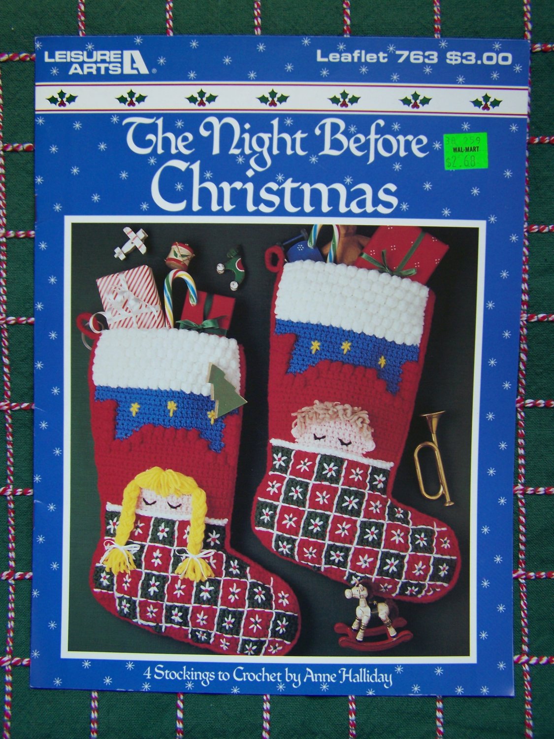 4 Vintage Christmas Stockings Crochet Patterns Boy Girl Santa Snowman