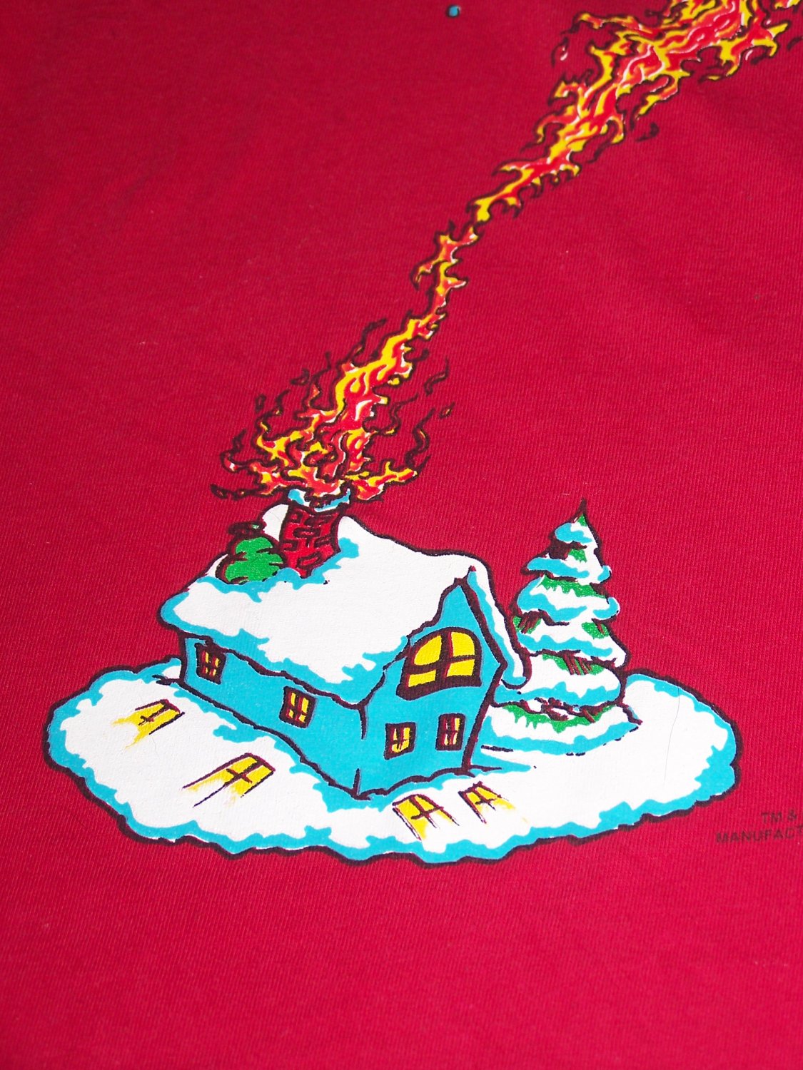Vintage L Ugly Christmas Holiday Party T Shirt Yosemite Sam Flaming Santa